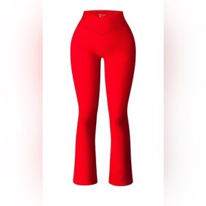 OQQ | Pants & Jumpsuits | Oqq Womens Cherry Red Ribbed Flared Leggings ...